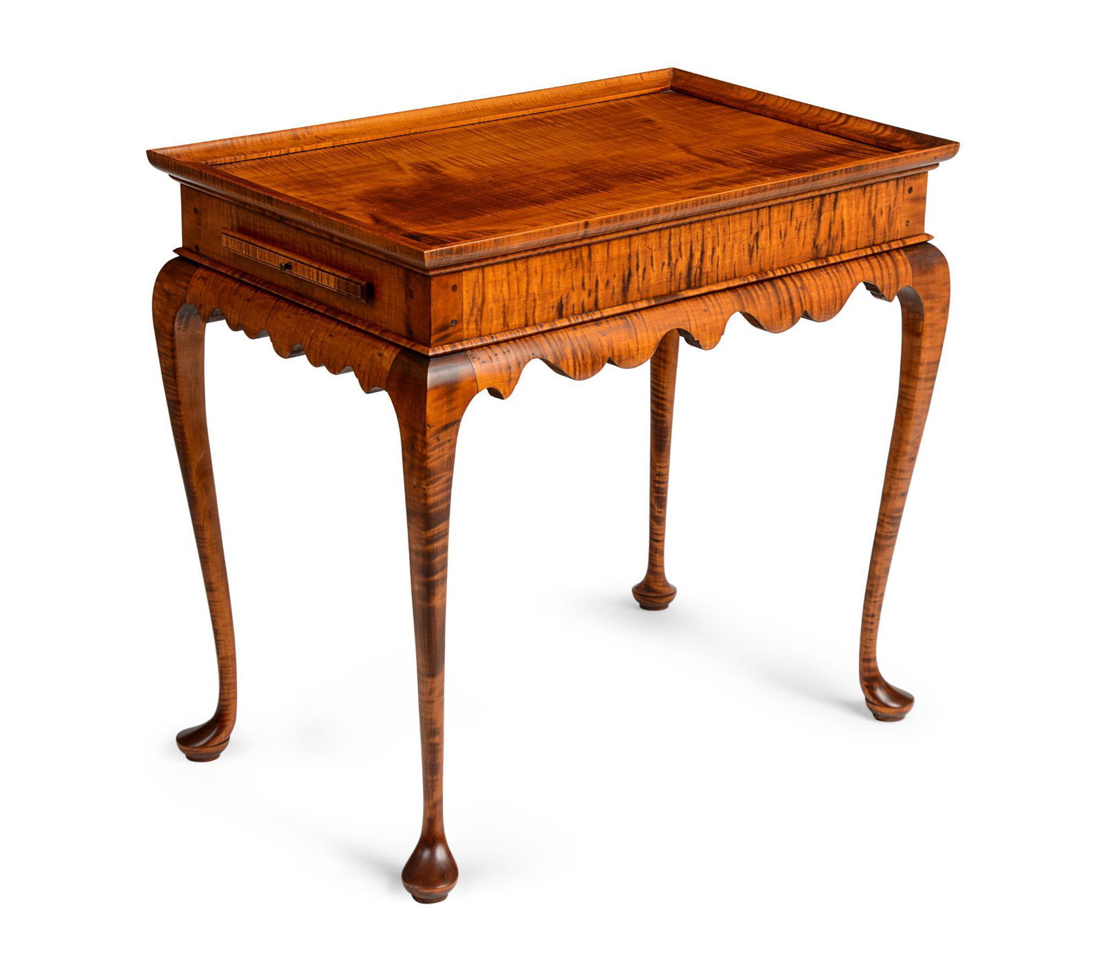 D.r. Dimes Tiger Maple Boston Tea Table.