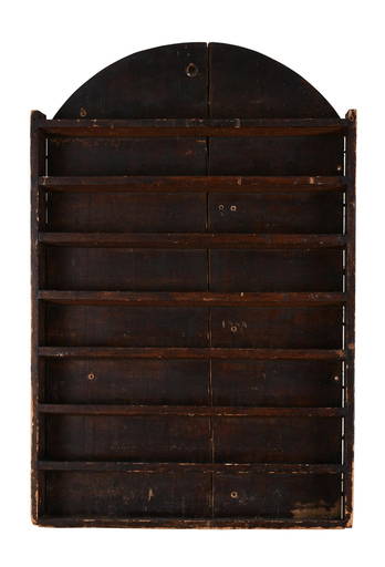 Small Wall Display Shelf In Brown Paint.