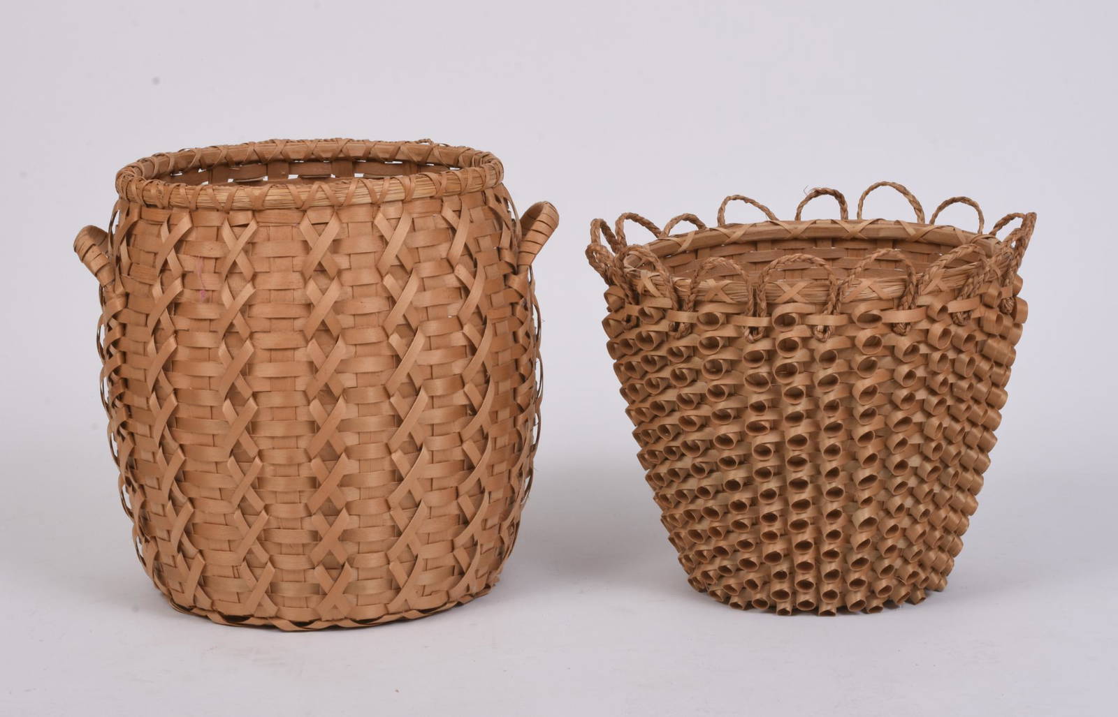 Two Peter Neptune Wabanaki Woven Basket. Auction