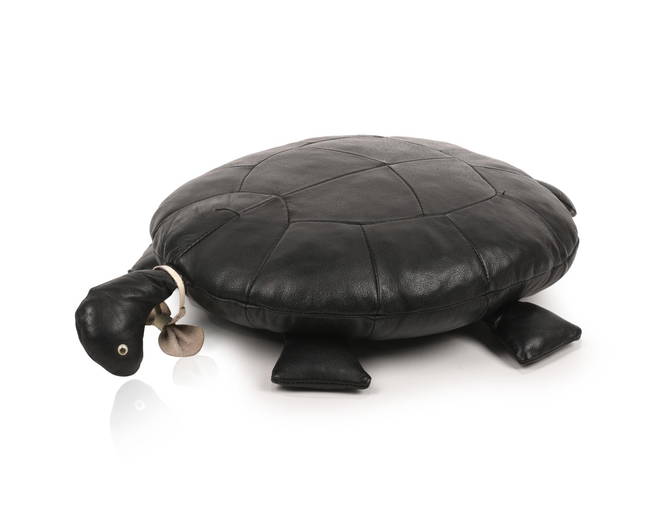 Vintage Mid Century Black Leather Turtle