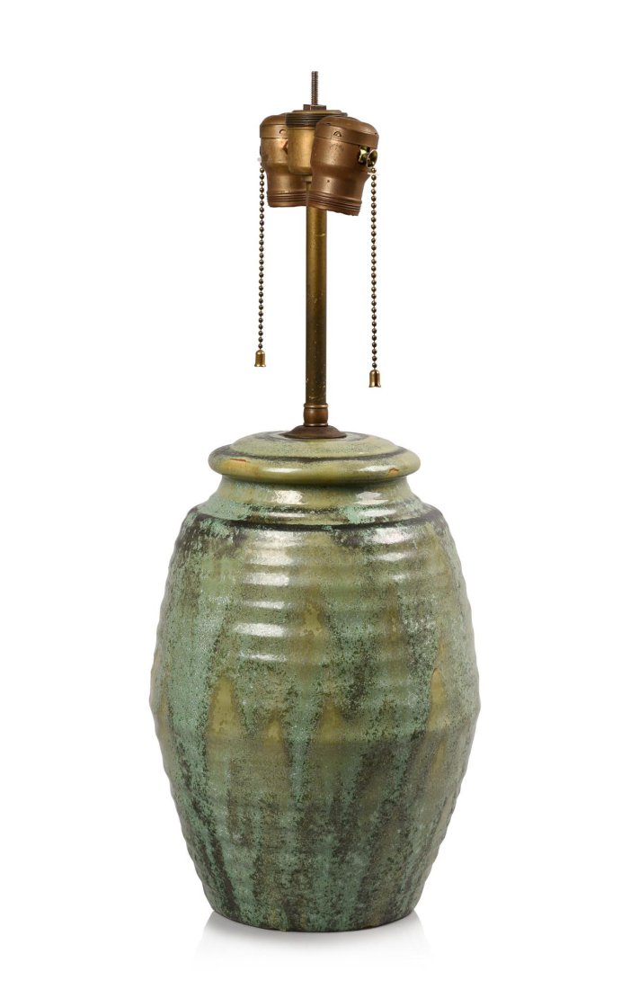 Fulper Pottery Lamp, Partial Crystalline Glaze Auction