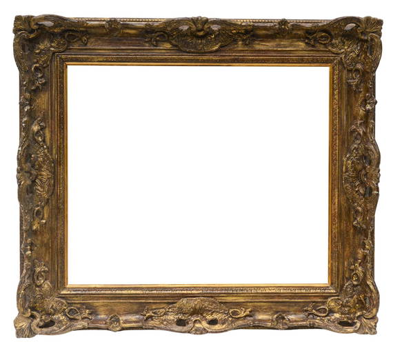 Dark Gilt Frame Carved Wth Scolls And Shells