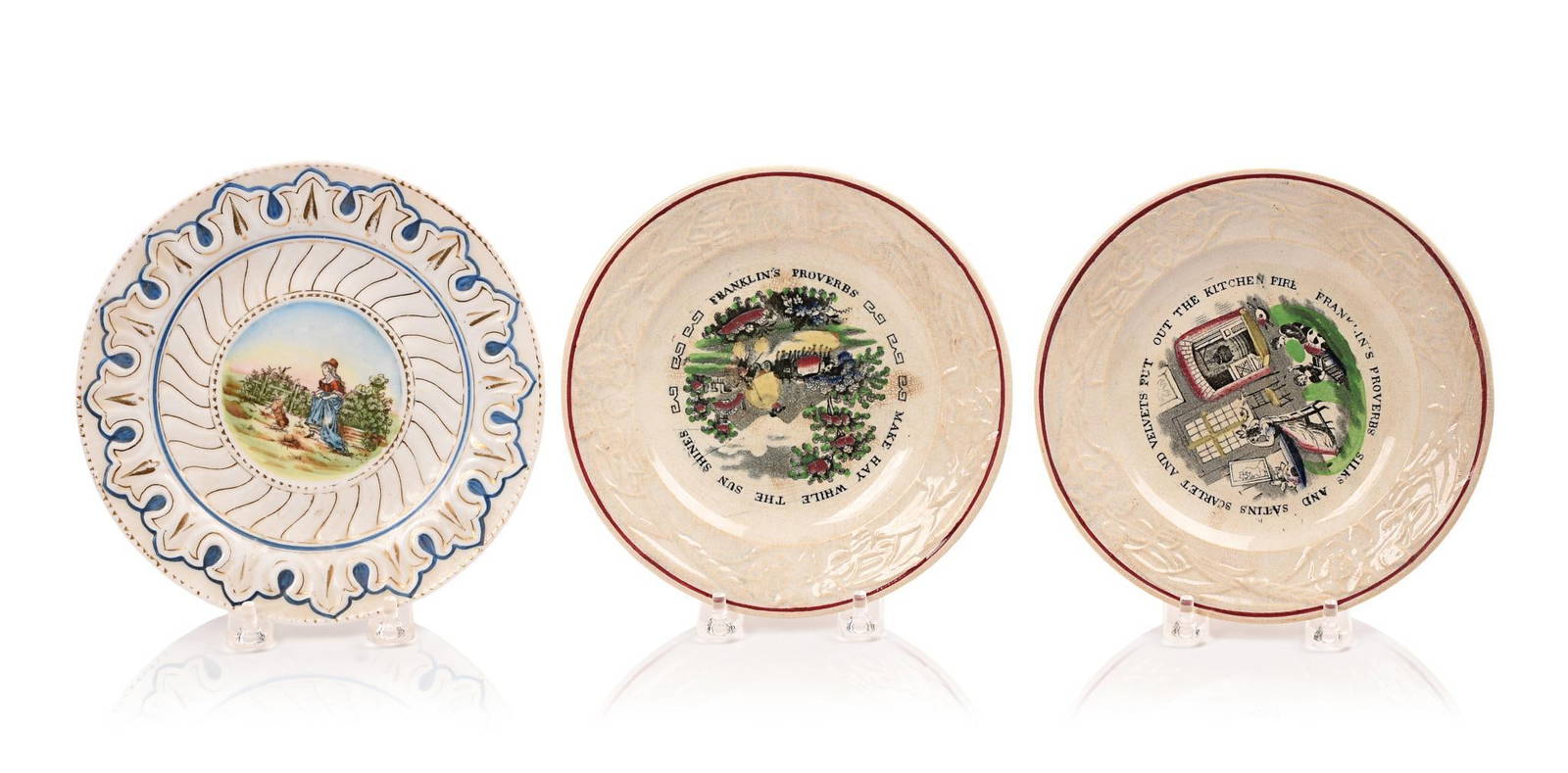 Pair Of Franklin's Proverbs Child's Plates. Auction