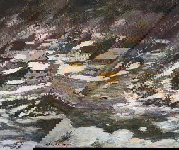 Ken Knowles (born 1968) "river Town In Winter"