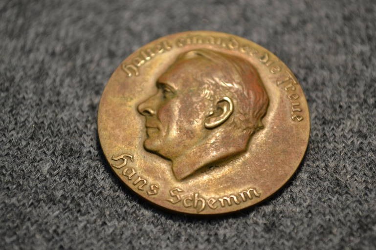 Wwii Nazi German Gauleiter Hans Schemm Brass Badge Pin