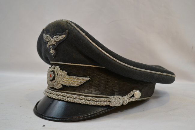 Wwii Nazi German Luftwaffe Officer's Visor Hat Cap