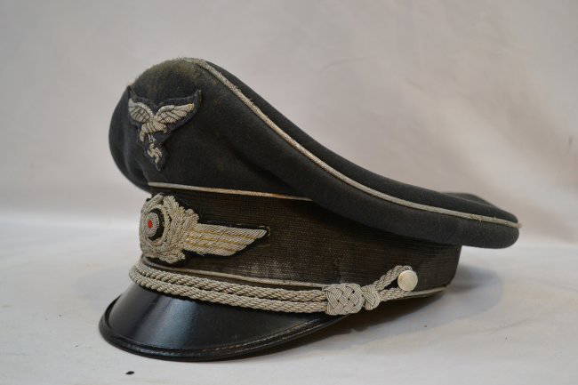Wwii Nazi German Luftwaffe Officer's Visor Hat Cap