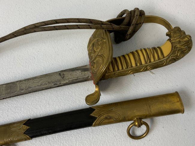 IMPERIAL GERMAN NAVY OFFICERS DRESS SWORD TRIPLE ETCHED BLADE BY WKC ...