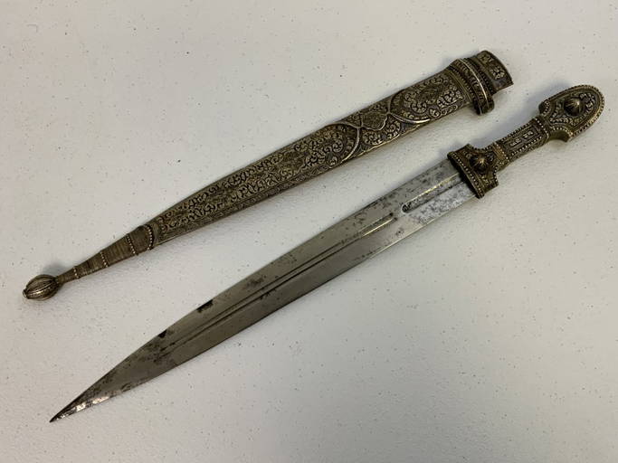 ANTIQUE IMPERIAL RUSSIAN COSSACK CAUCASIAN SILVER KINJAL DAGGER - Dec ...