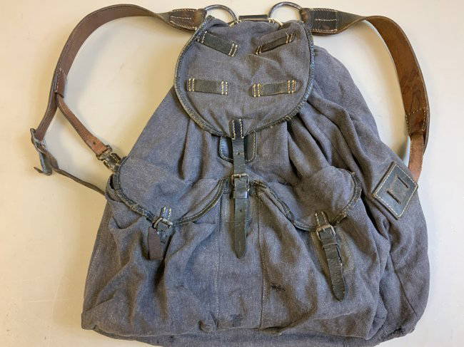 Wwii German Luftwaffe Blue Rucksack Backpack Complete With Straps