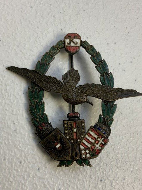 Wwi Austrian Hungarian Empire Enameled Marine Pilots Badge Karl
