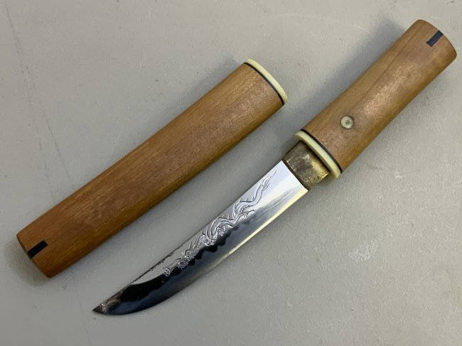 Antique Japanese Tanto Seppuku Harakiri Carved Horimono Dragon Blade ...