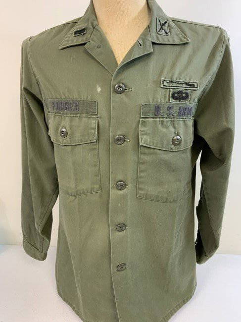 Vintage Us Army Airborne Ranger Officer Marksman Green Uniform Shirt ...