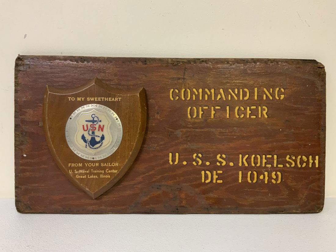Vintage Us Navy Uss Koelsh Naval Traing Accademy Display Plaque Auction