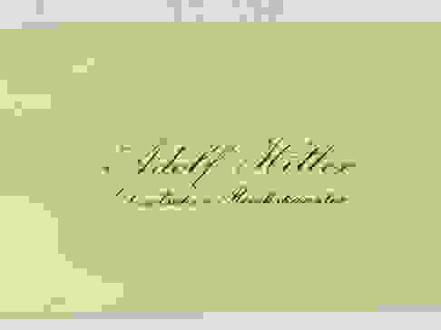 Rare Original Adolf Hitler Calling Card Framed Auction