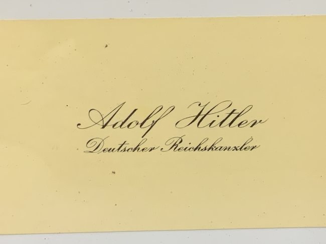 Rare Original Adolf Hitler Calling Card Framed Auction