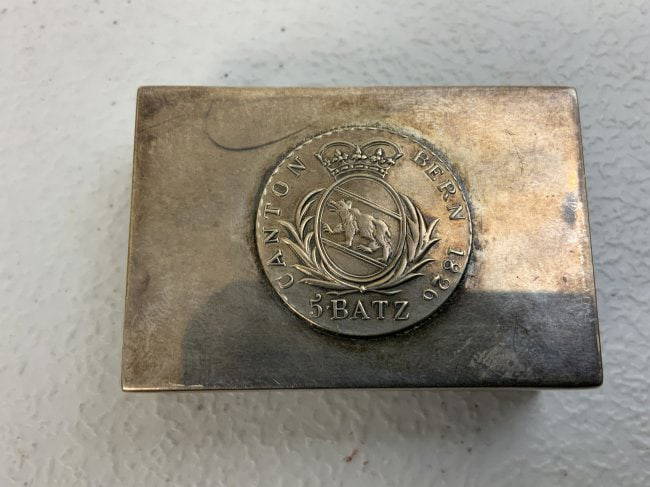 Vintage Silver Swiss With 5 Batz 1826 Coin Match Cover Auction