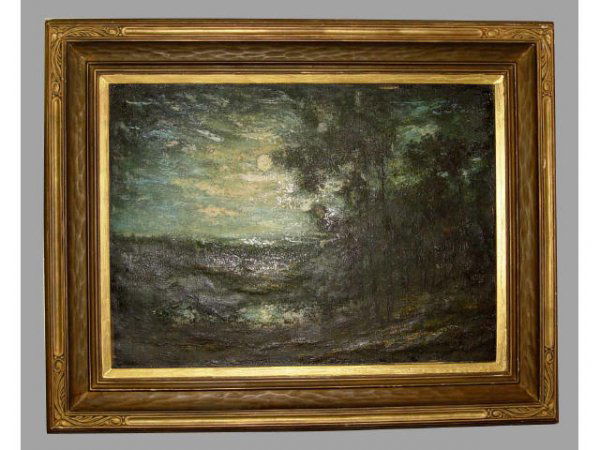 183: Hudson M Kitchell Oil Painting autumn Moonscape