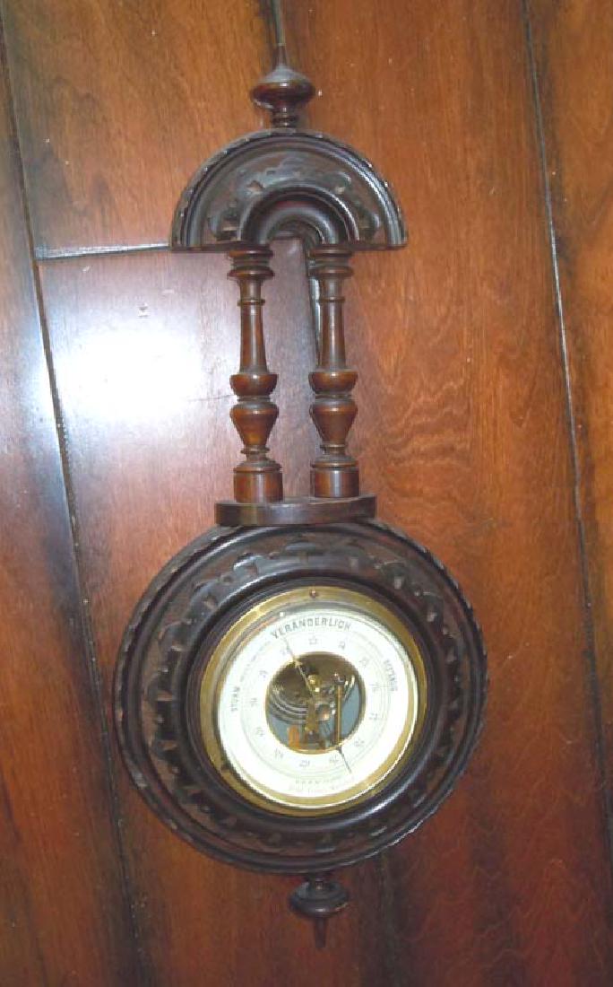 German Mahogany Wall Barometer Strum Veranderlich