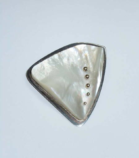 Modern Sterling 9ct Gold Mother Pearl Abolon Brooch