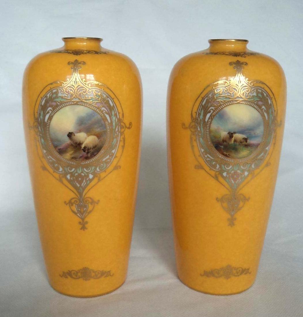 An outstanding rare pair of Porcelain Royal Worcester