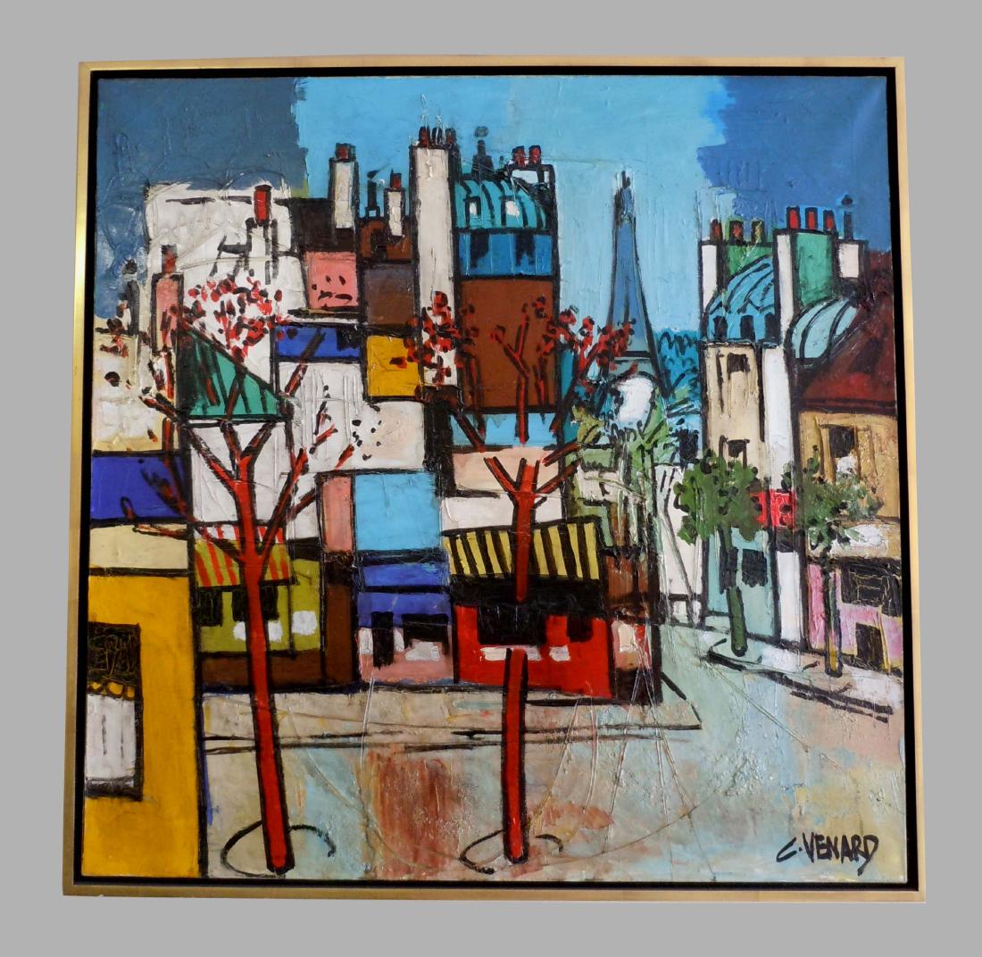 CLAUDE VENARD EIFFEL TOWER PARIS OIL PAINTING STREET
