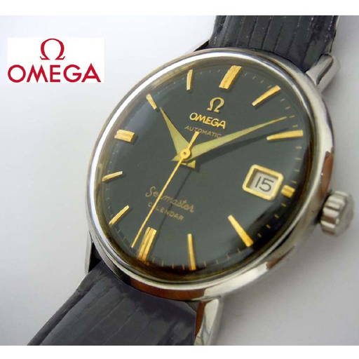 Mens Omega Seamaster Automatic Date Watch Black Stick,