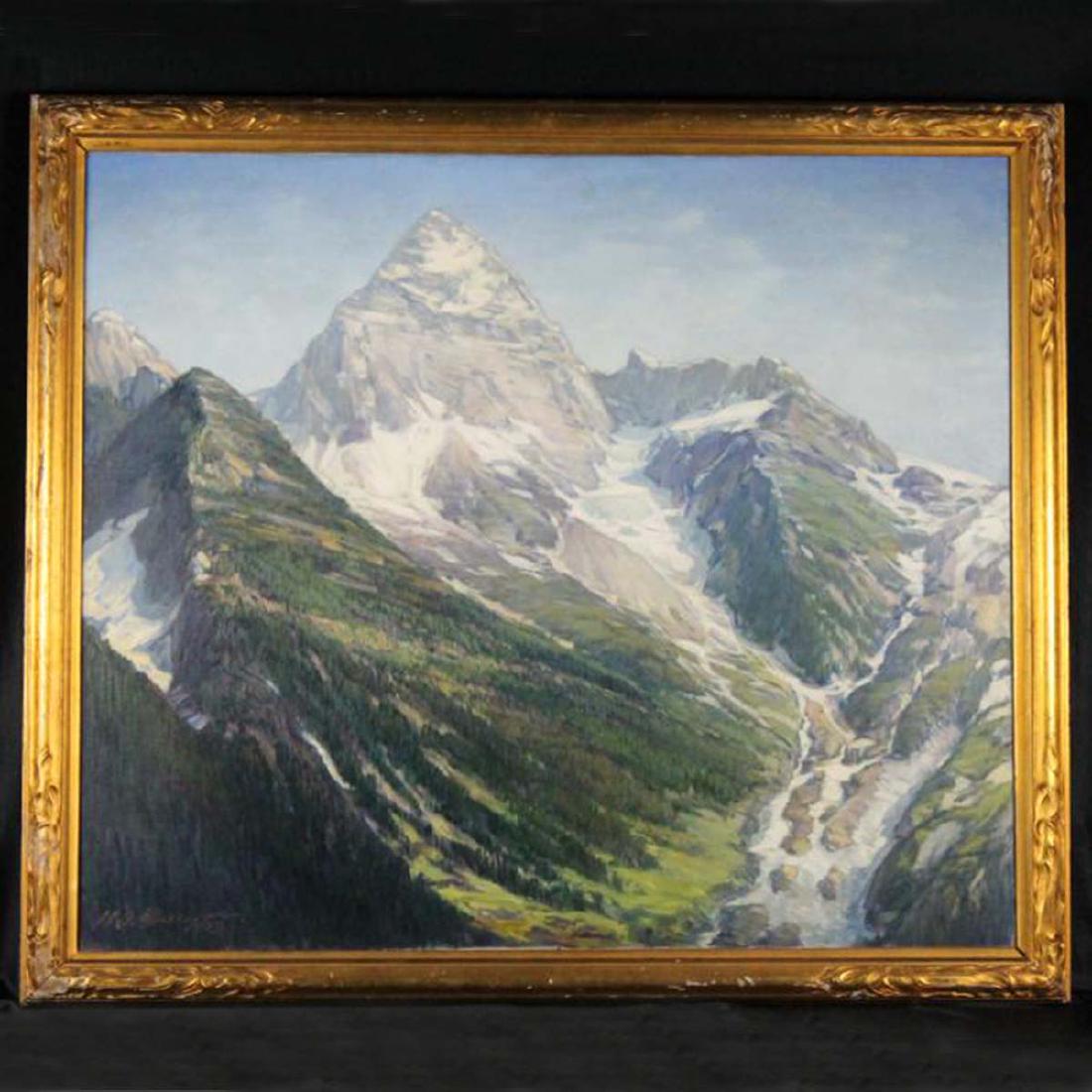 HENRY BREUER B1860 MT SIR DONALD ROGERS BC OIL PAINTING