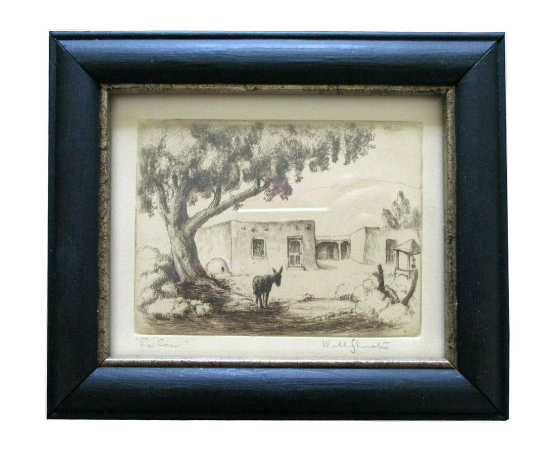 Will Shuster La Casa Pueblo Afternoon Etching On Paper