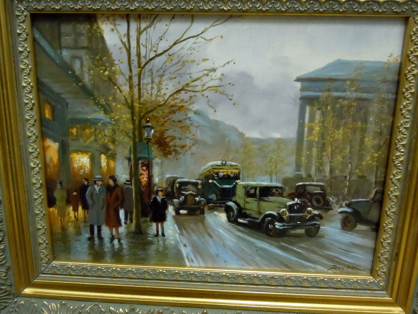 Andre Boyer 1940s Luminous Parisien Street Oil Painting