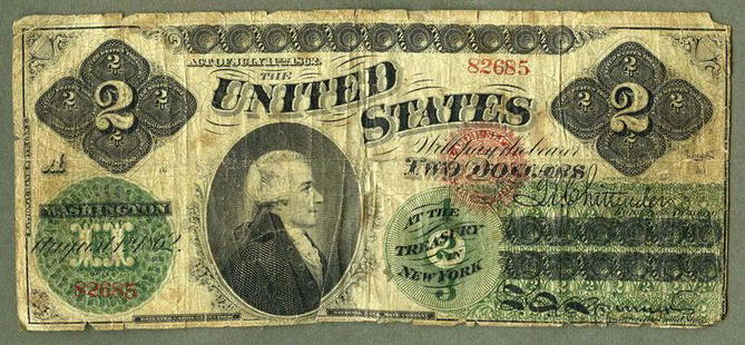 1862 $1 Dollar Alexander Hamilton Portrait Greenback Scarce 1862 Two ...
