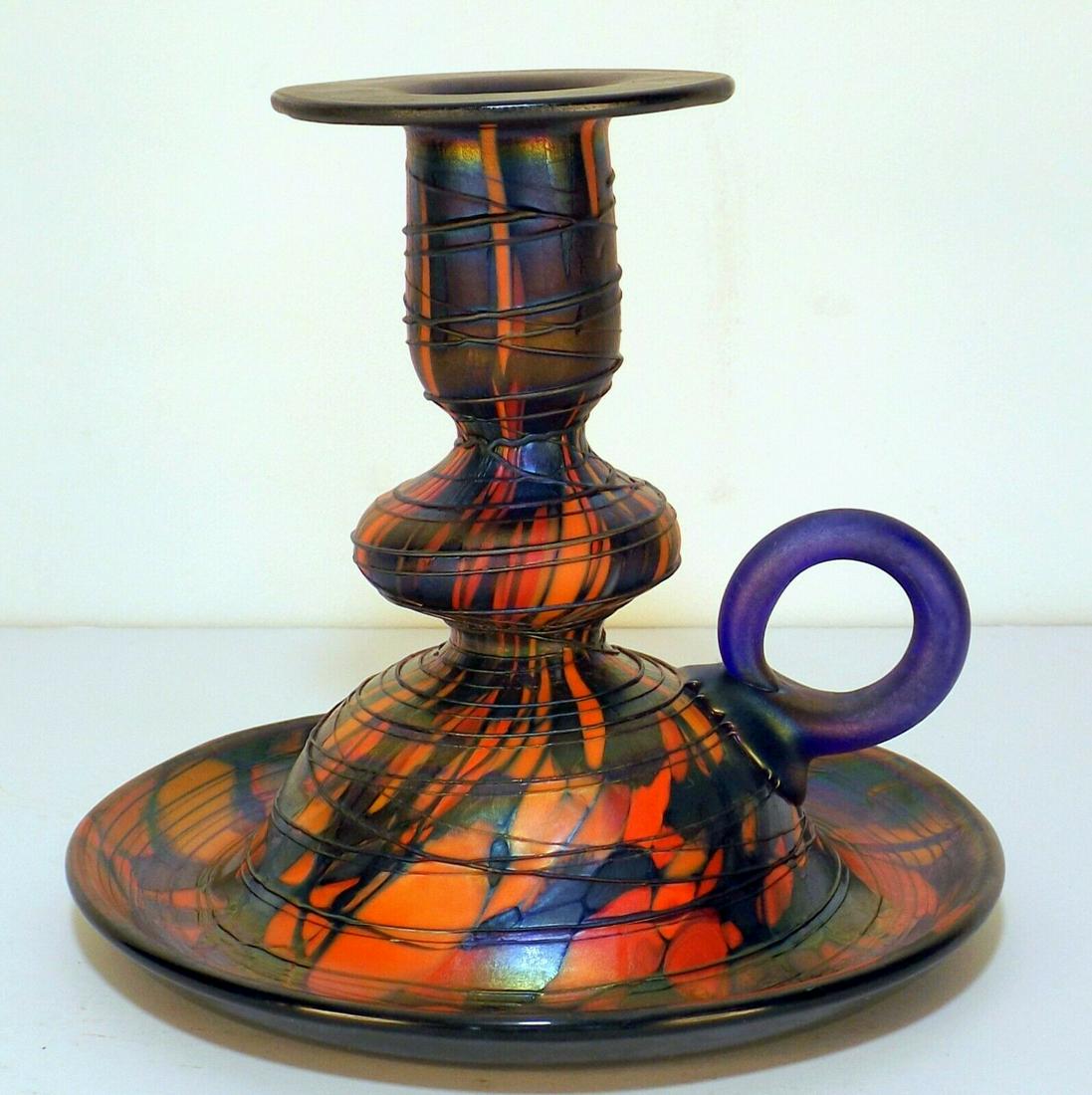 Rare Fenton Off Hand Line Art Glass Vase Candlestick Rare Fenton Mosaic ...