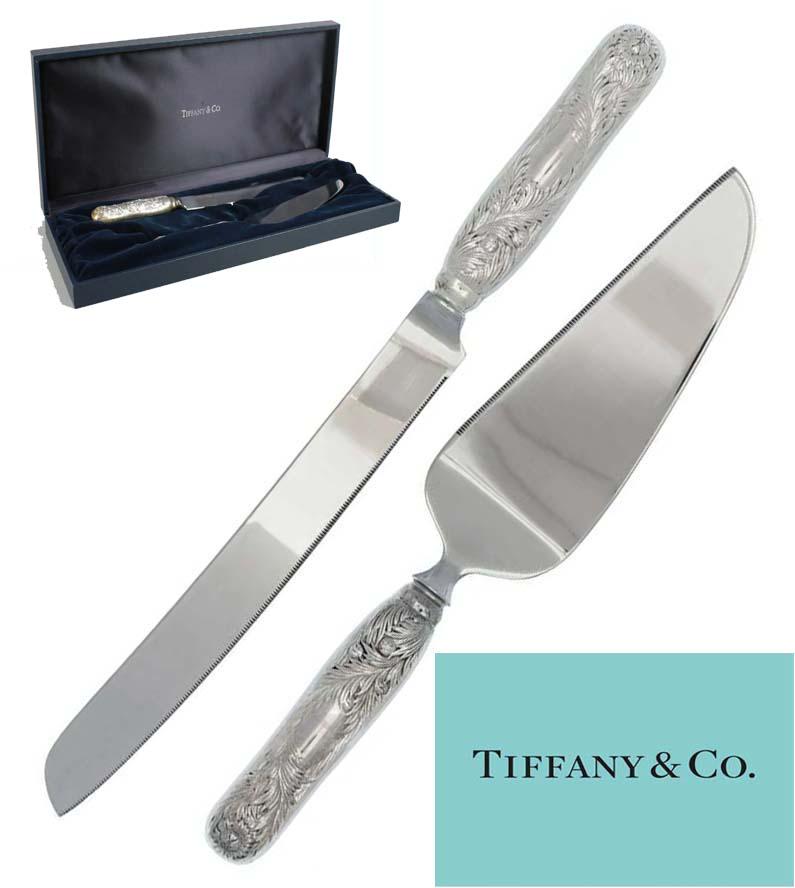 Tiffany Repousse Sterling Silver Chrysanthemum Cake Knife & Pie Server ...