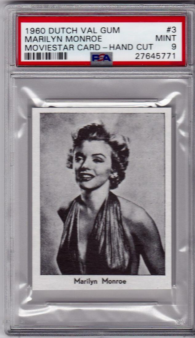 Dutch Val Gum Moviestar Card #3 Marilyn Monroe Psa Mint 9 Norma Gene, C ...