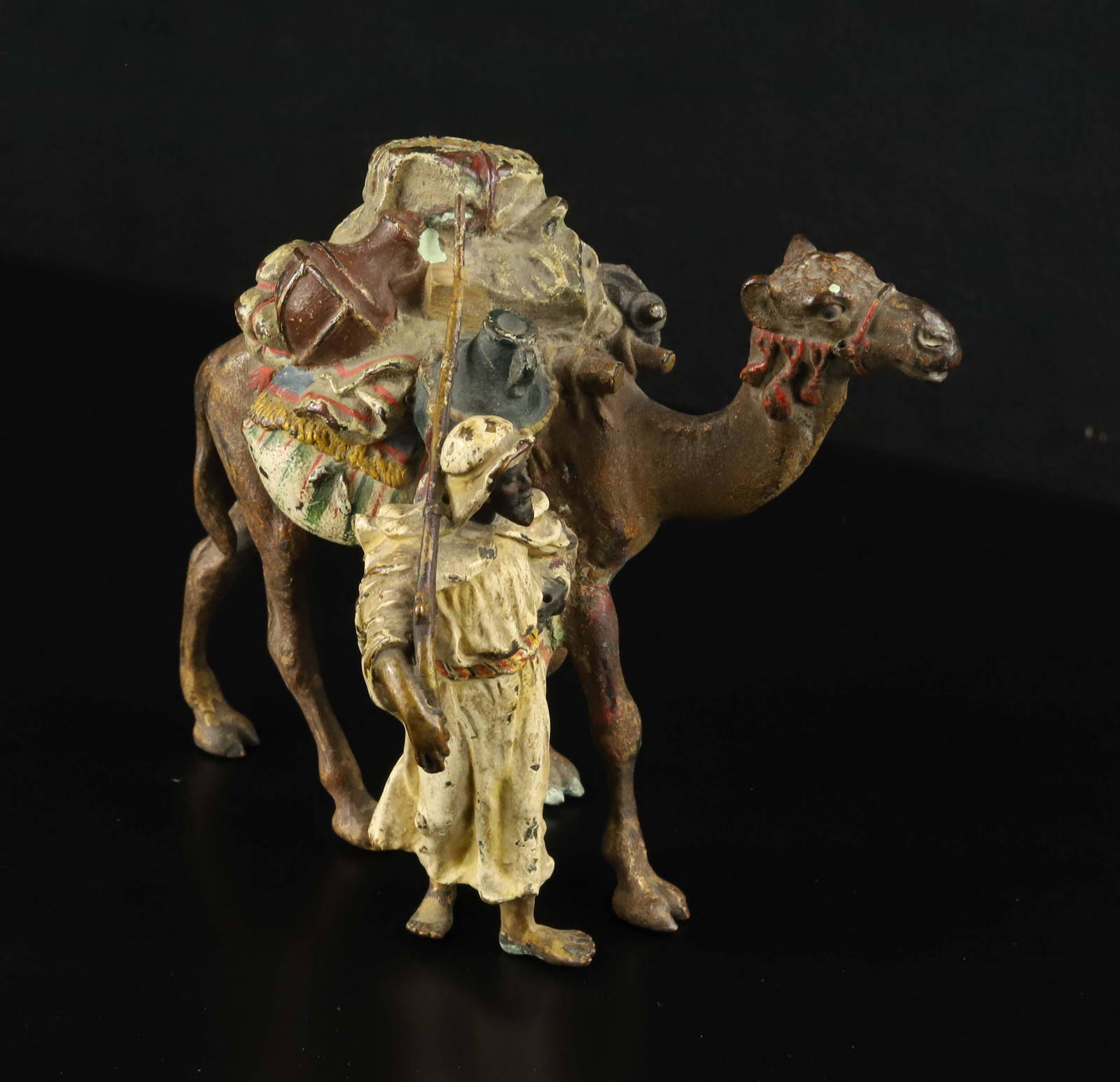 Franz Xavier Bergman Arab Bedouin Man Walking W Rifle & Camel Bronze ...