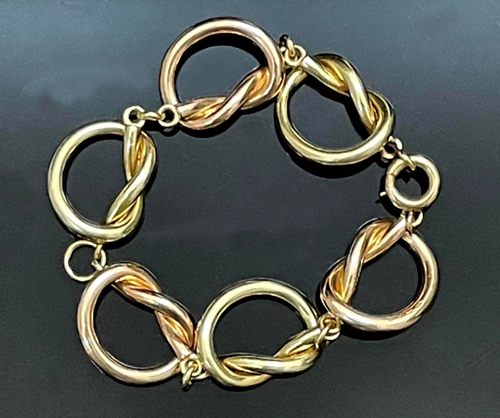 Buy Chunky Tiffany & Co. 14k Yellow / Rose Gold Love Knot Bracelet 69 Gr. A Stunning Chunky 1960 ...