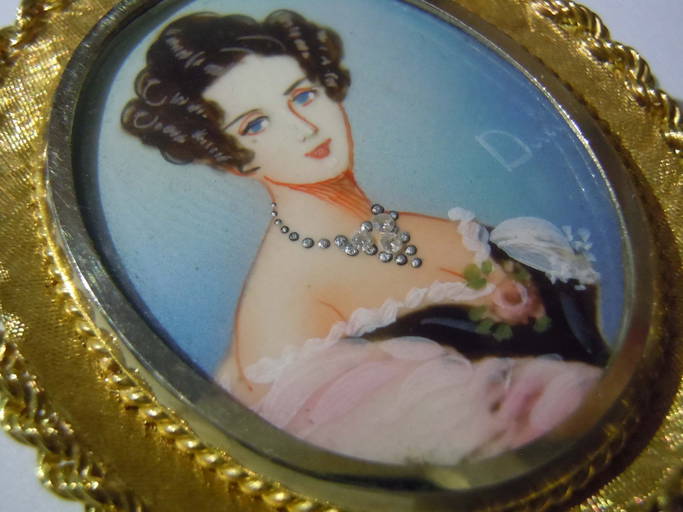 Corletto 18k Gold Diamond French Lady Portrait Brooch C1960 Oreste ...