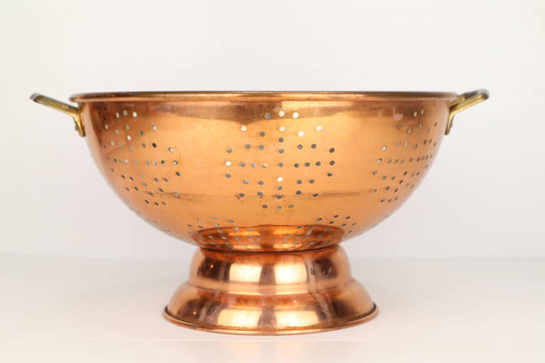 Solid Copper And Brass Colander, Korea