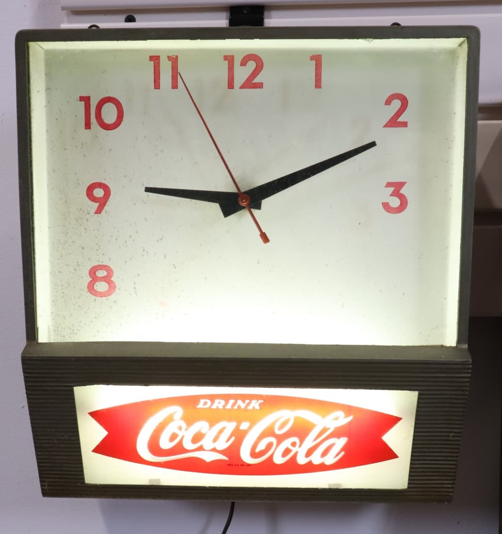 Coca Cola Fishtail Clock, 10.75x12", Synchron, Price Bros. Inc. Ny ...