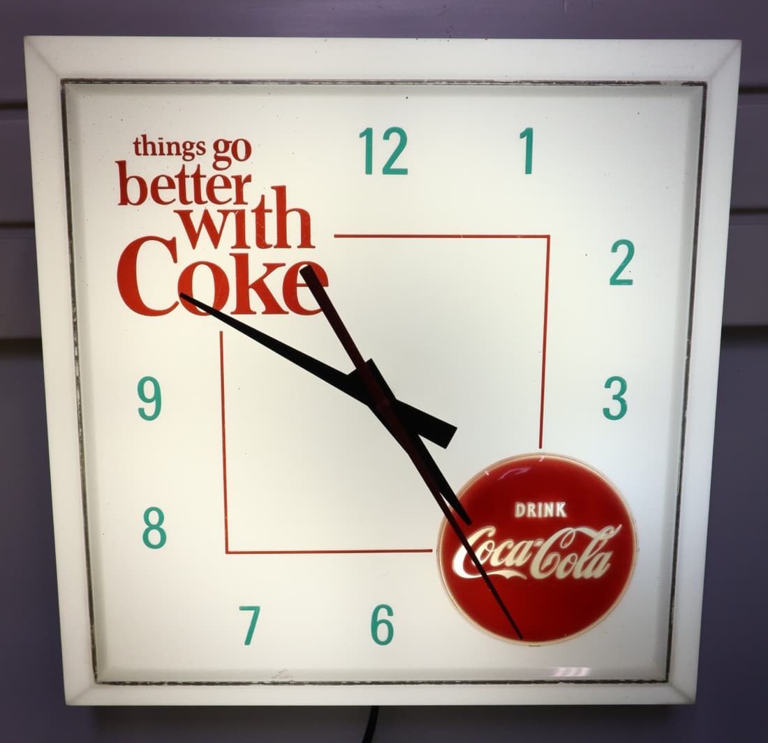 1960's Coca Cola Things Go Better Drink Coca Cola Plastic Wall Clock ...