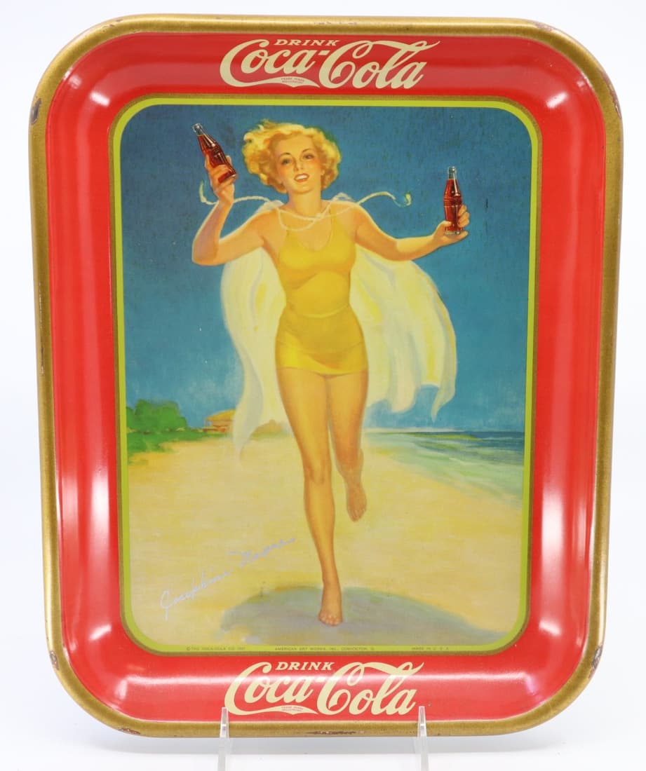 1937 Coca Cola Running Girl Tray, Signed Josephine Moore, Rectangle 10 ...