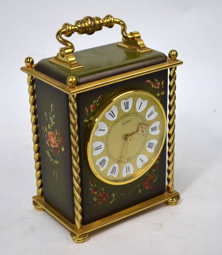 A Swiss Movement 'le Castel' Carriage Clock, Decorated