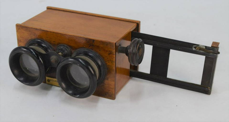 Negretti & Zambra, London, A Walnut Cased Glass Slide