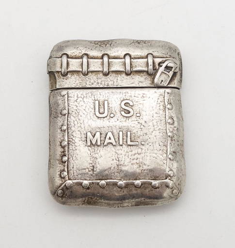 Antique United States Mail Sterling Silver Mail Bag Postage Stamp Case ...