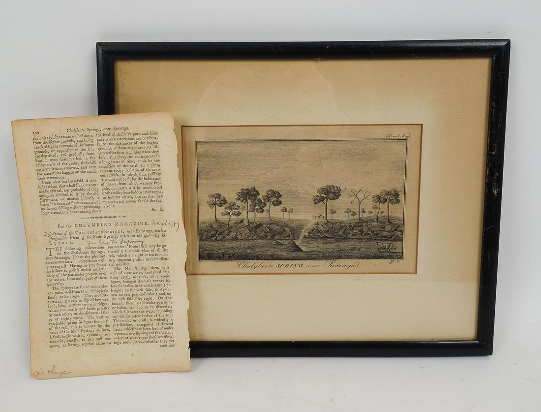 Engraved View of Chalybeate Spring Near Saratoga, New York w ...