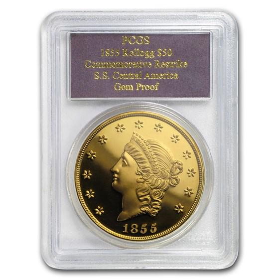 1855 $50 Gold Kellogg Restrike Gem Proof (restrike)