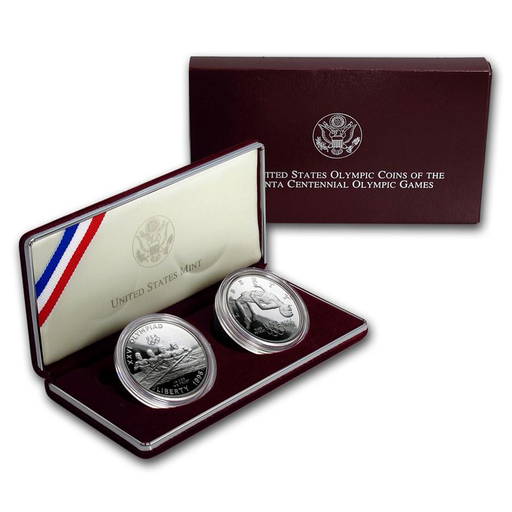 1996 P 2 Coin Olympic Rowing And High Jump Proof Set