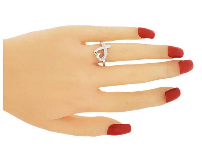 Tiffany And Co 18k White Gold Paloma Picasso Diamond Loving Heart Ring
