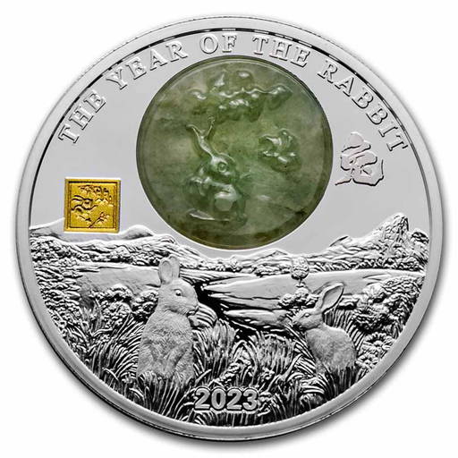 2023 Burundi 2 Oz Silver & Jade Year Of The Rabbit Proof