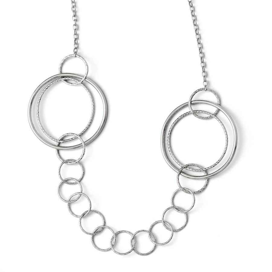 Sterling Silver Polished And Textured Link Necklace 26 In.